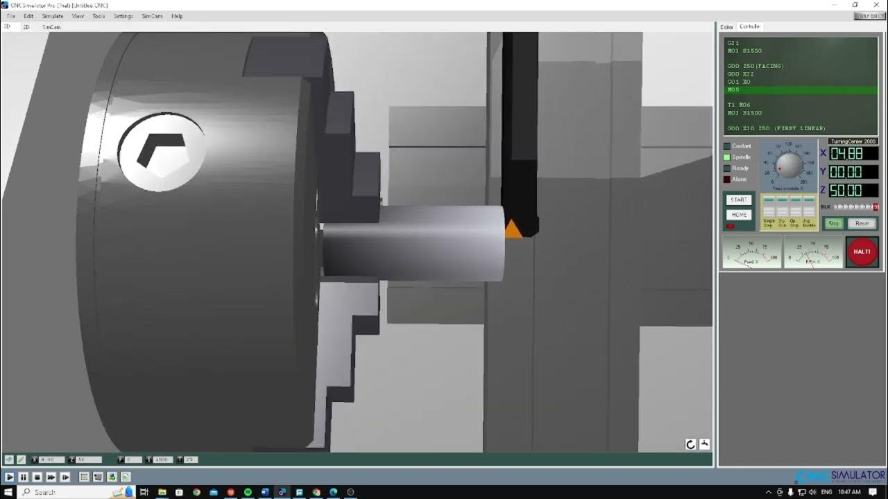 CNC Lathe Turning Machining Simulation Video (G23) - YouTube