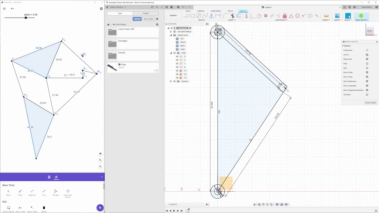 Strandbeest leg lower triangle Fusion360 - YouTube