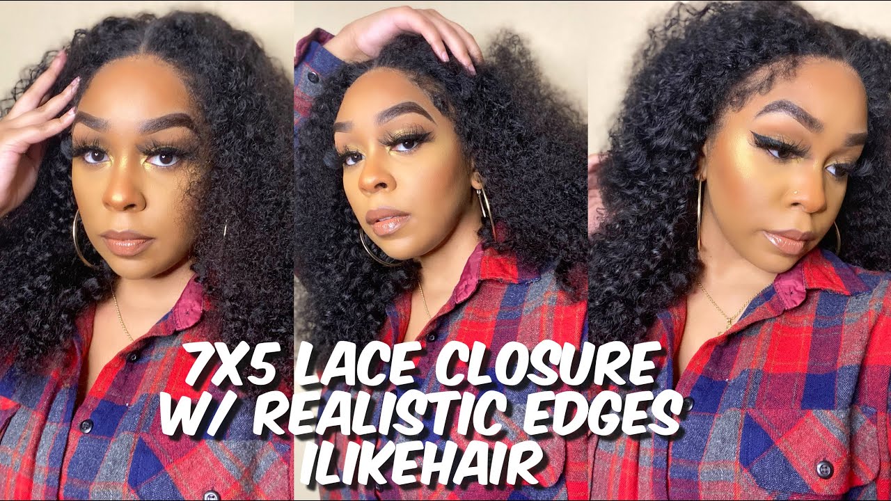 VENTILATED REALISTIC CURLY EDGES 7x5 LACE CLOSURE WIG | ilikehairwig ...