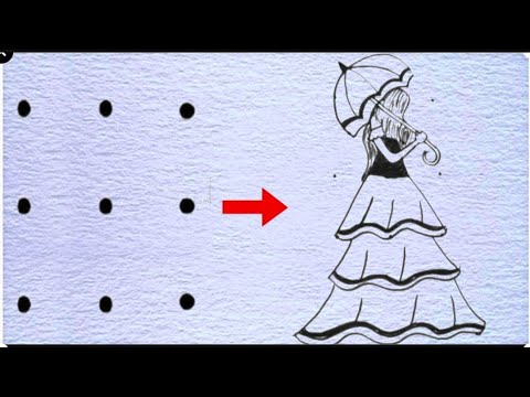 How to beautiful girl drawing from 9 points/ girl drawing easy/ girl ...