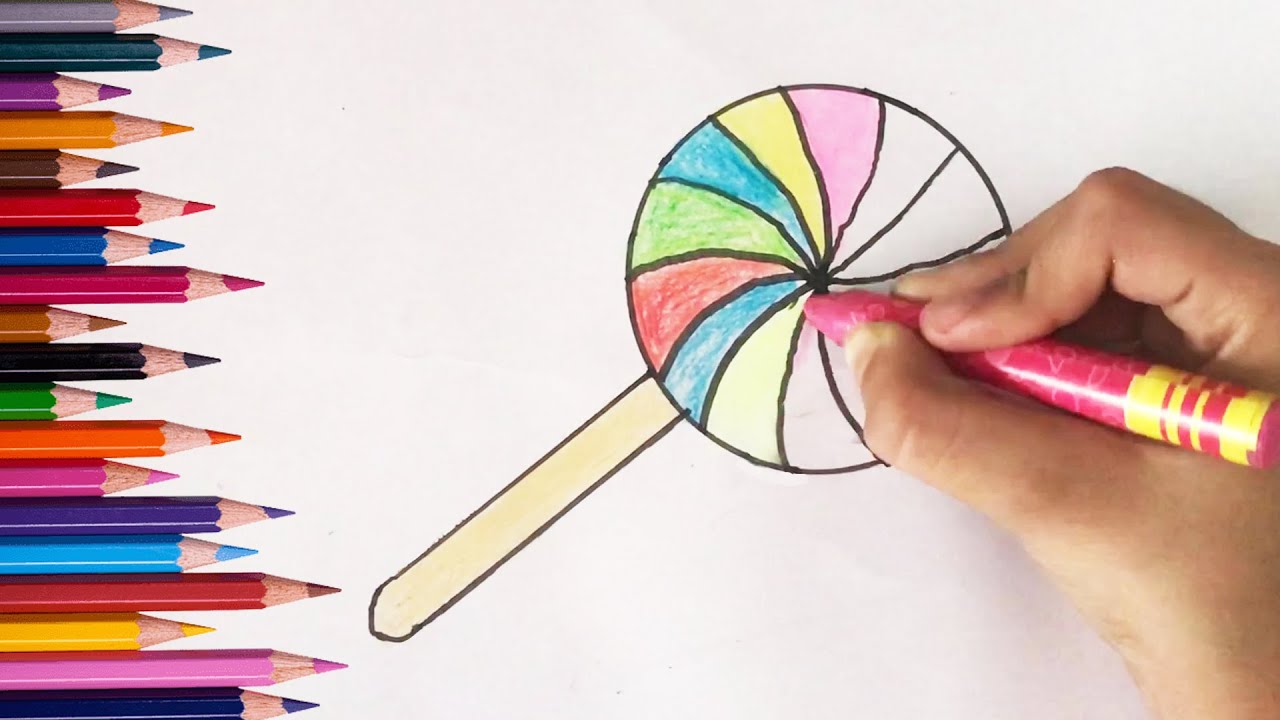 How to Draw Lollipop for Kids N Toddlers | Lollipop Painting, Sketch N ...