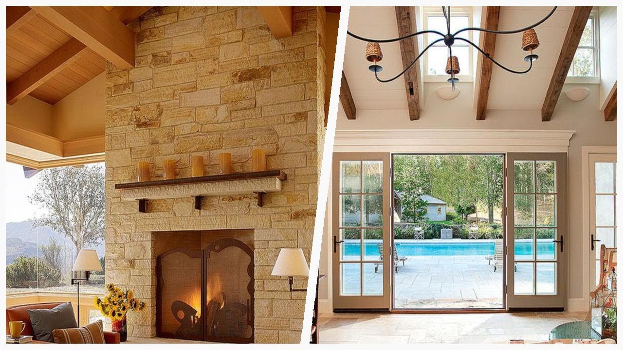 75 Limestone Floor Family Room With Beige Walls Design Ideas You'll ...