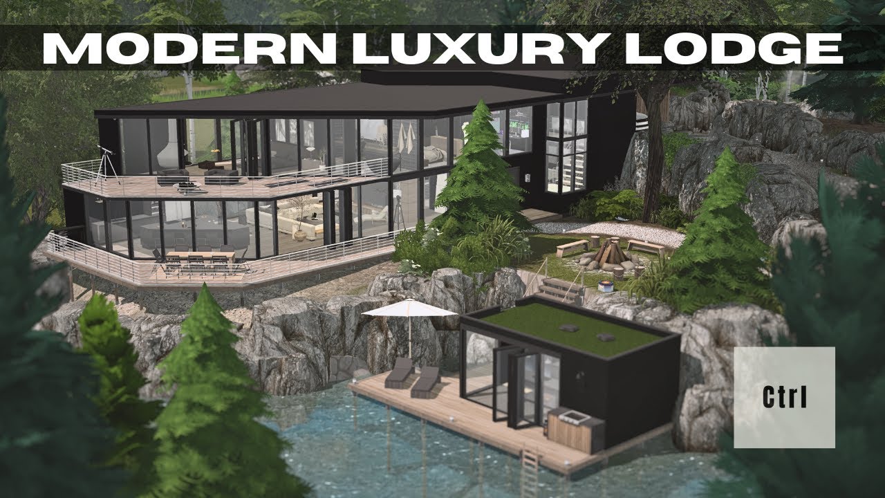 MODERN LUXURY LODGE | The Sims 4 CC Speed Build - YouTube