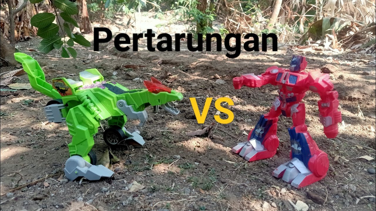 Pertempuran Optimus Prime VS Transformer Animal "T Rex" - YouTube
