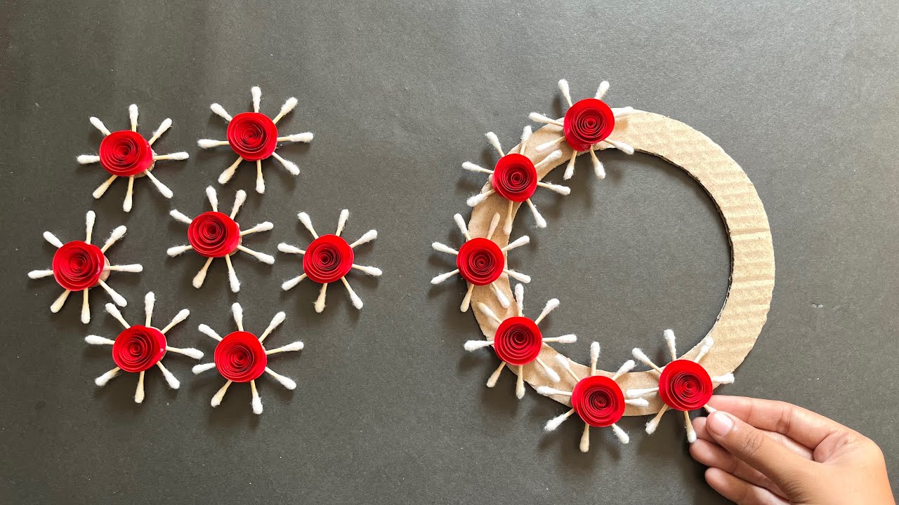 Beautiful wall hanging using cotton earbuds / unique wall hanging craft ...