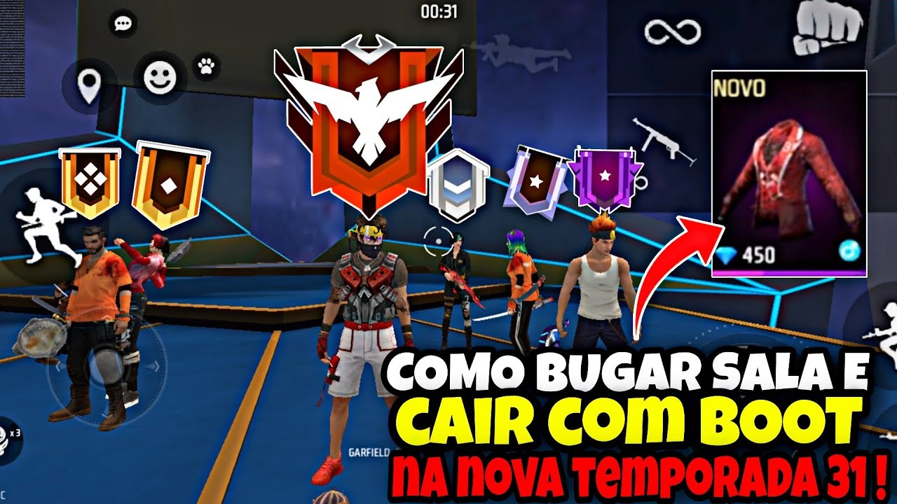 COMO BUGAR SALA E CAIR SÓ COM BOOT NO FREE FIRE ! TEMPORADA 31 ! COMO ...