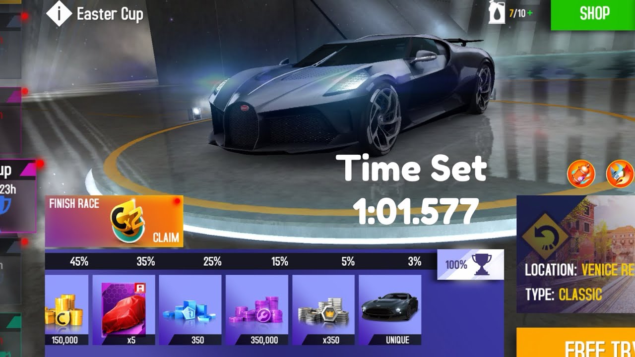 Asphalt 8 - Easter Cup - Bugatti La Voiture Noire - 1:01.577 (Free Try ...