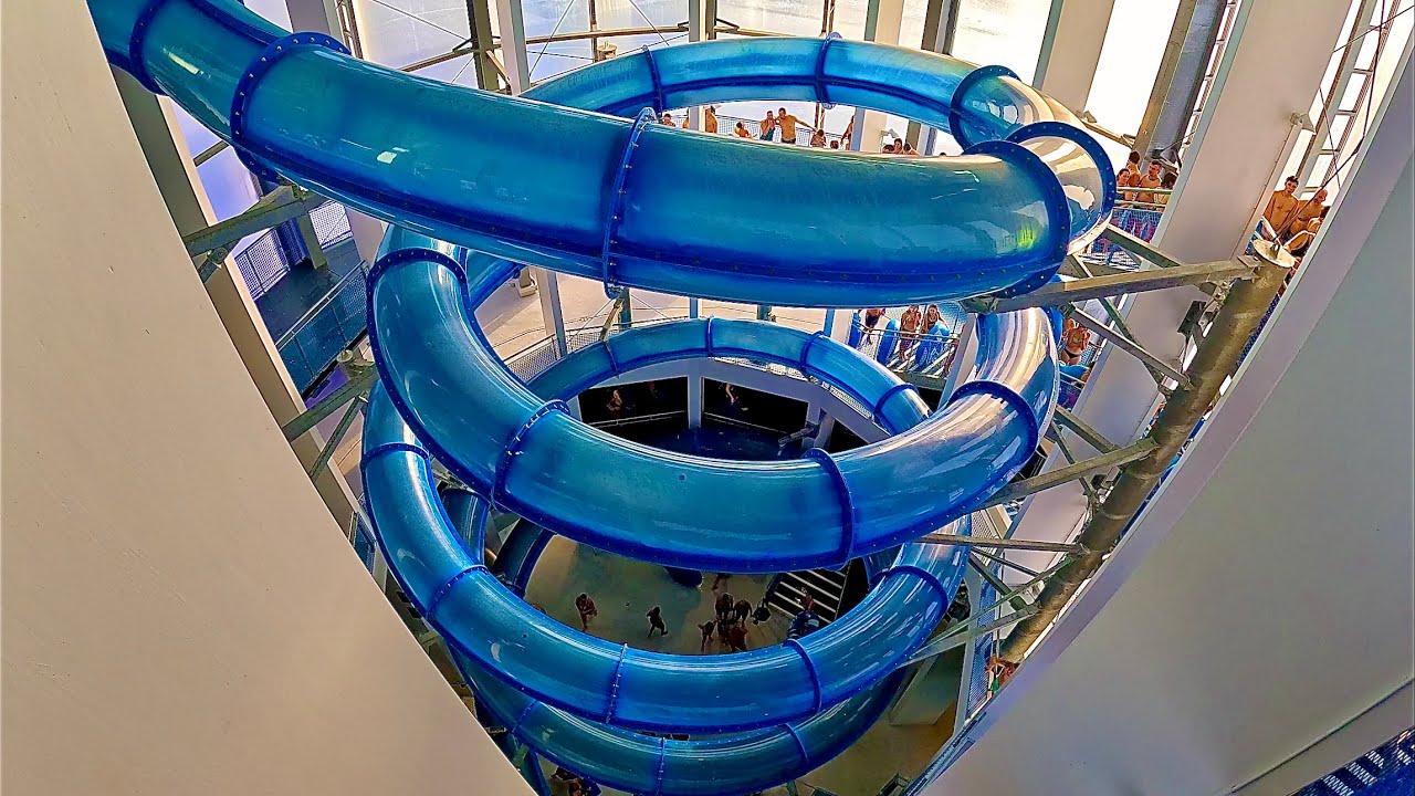 Spiral Water Slide with a Surprise Pool Drop at Aquascope - YouTube