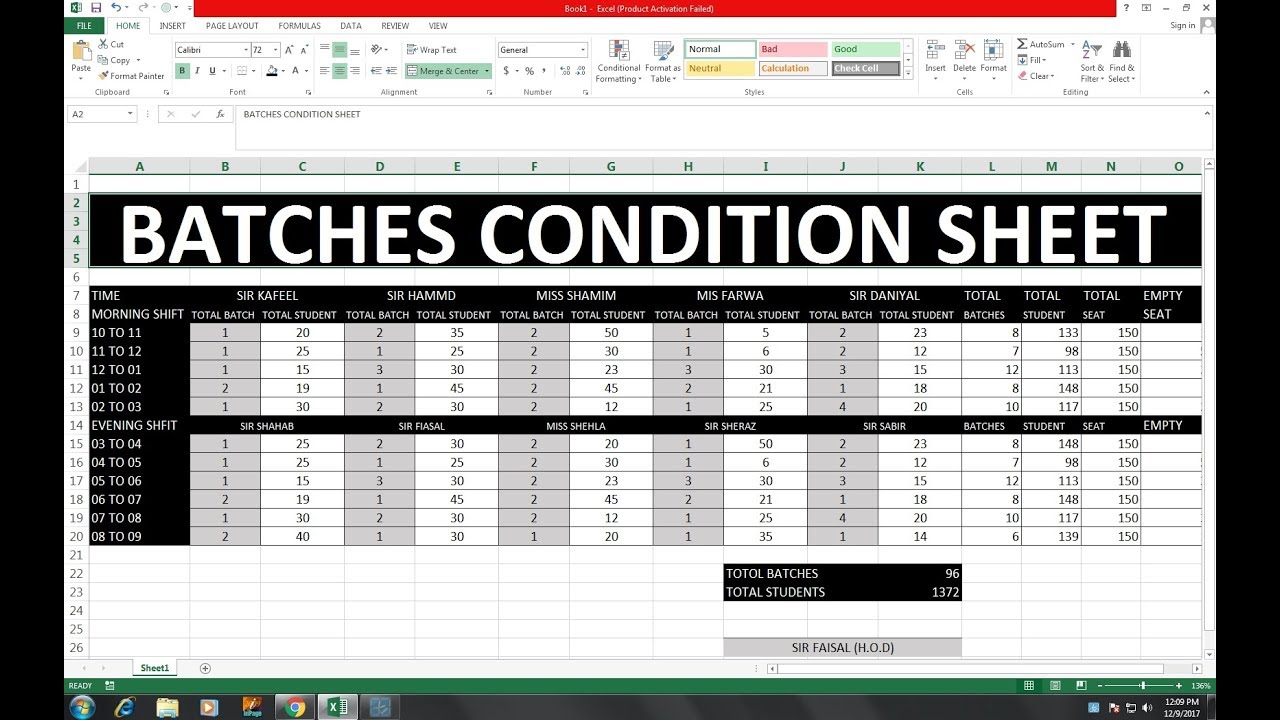 #82 How To Create Batches Condition Sheet Hindi On Excel - YouTube