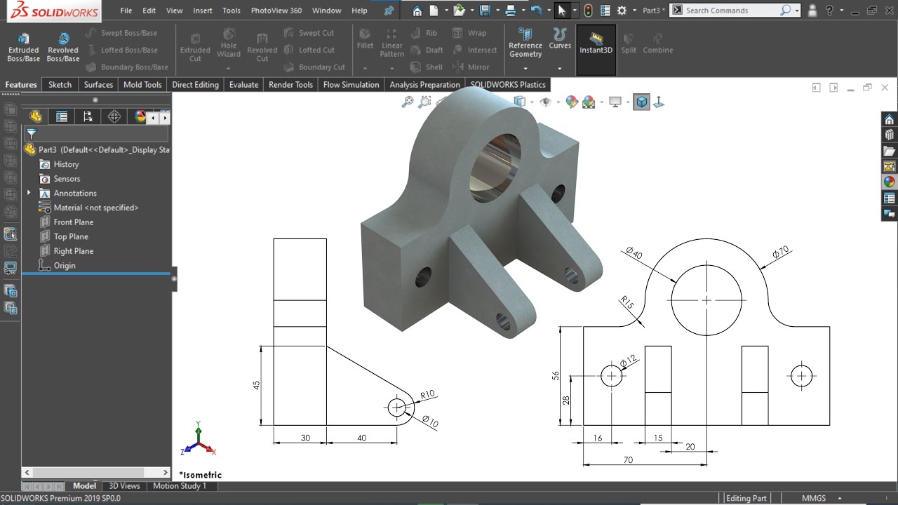 SolidWorks Drawing Tutorial for Beginners Exercise 34 - YouTube