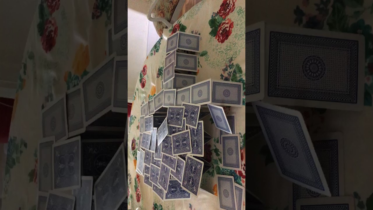 Knocking down my card tower - YouTube