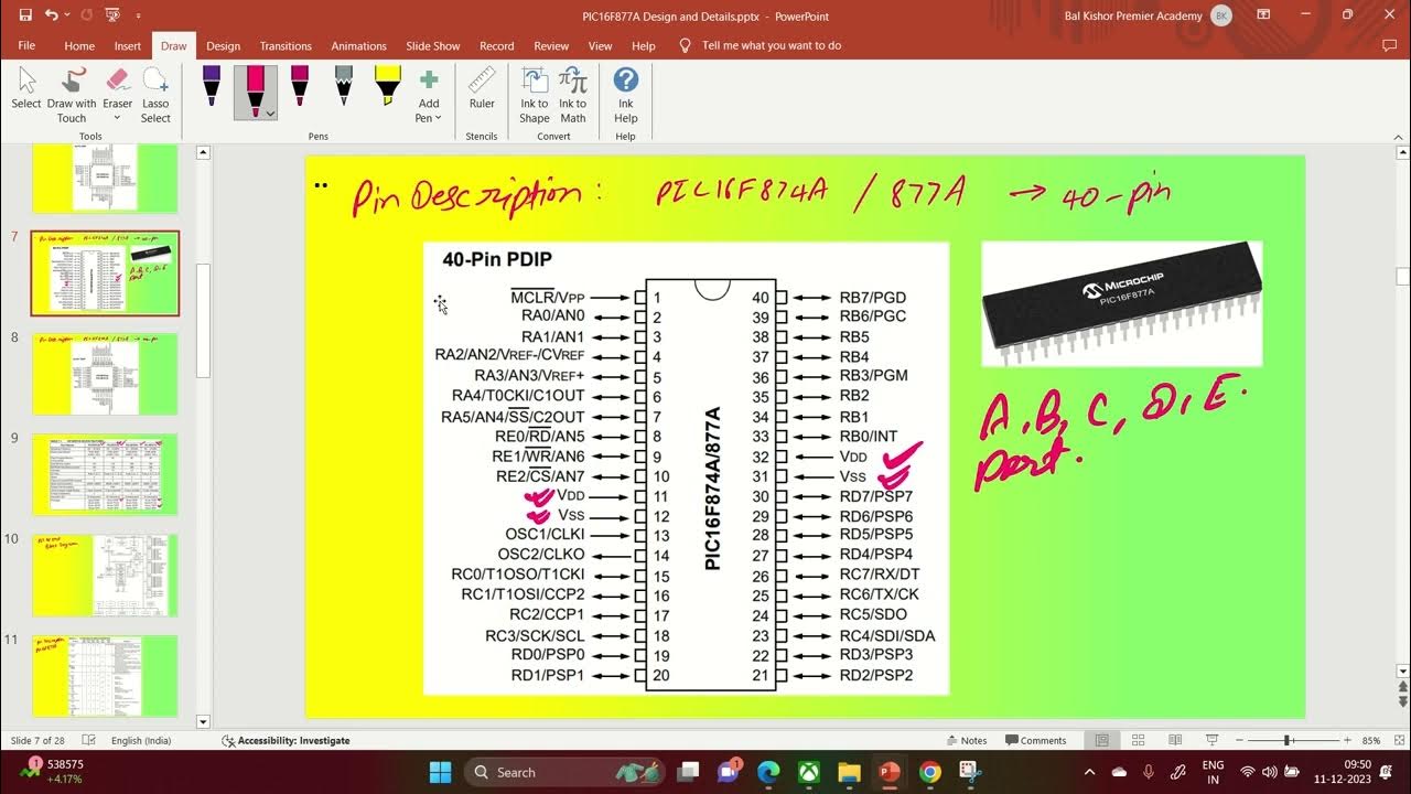 002 Pic16f877a Microcontroller Features And Pin Description Details Youtube