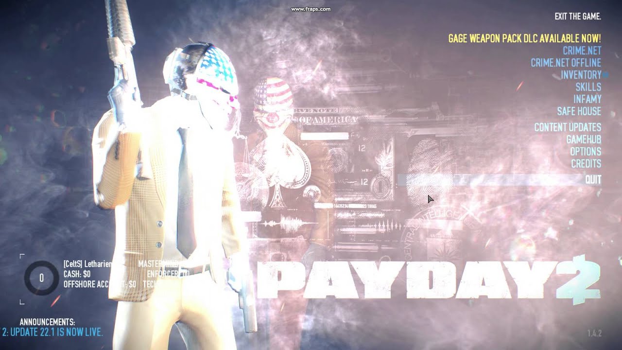 Payday 2 Main Menu white out - YouTube