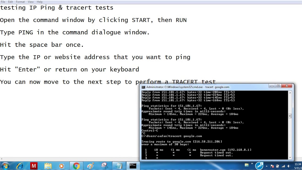 testing IP Ping & tracert tests - YouTube