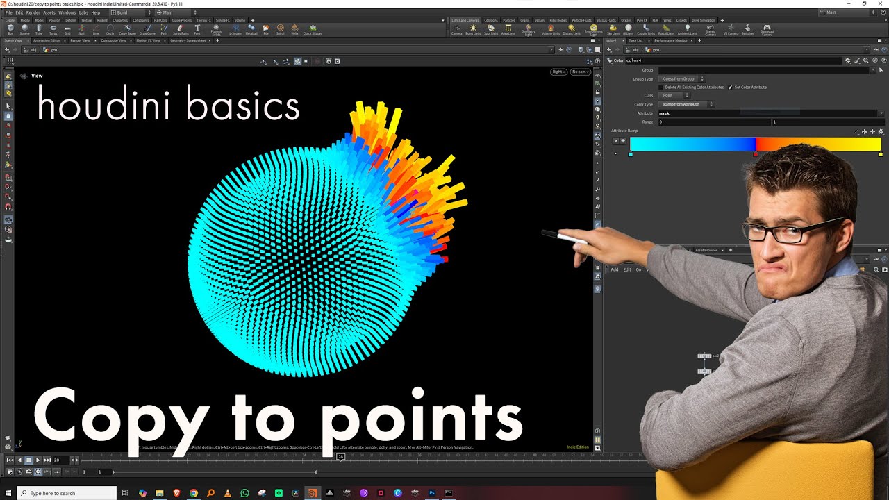 Houdini 20.5 basics - Copy to points and attributes - YouTube