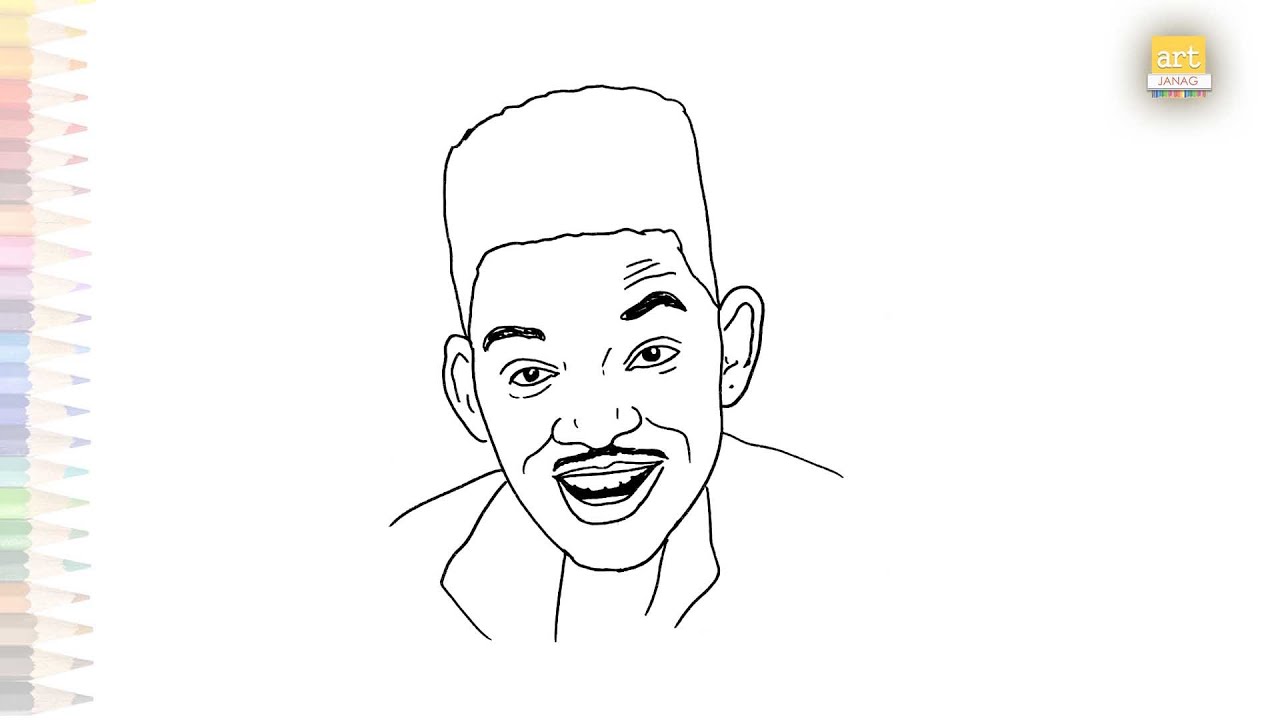 Actors Will Smith drawing | American actor drawing | How to draw Will ...