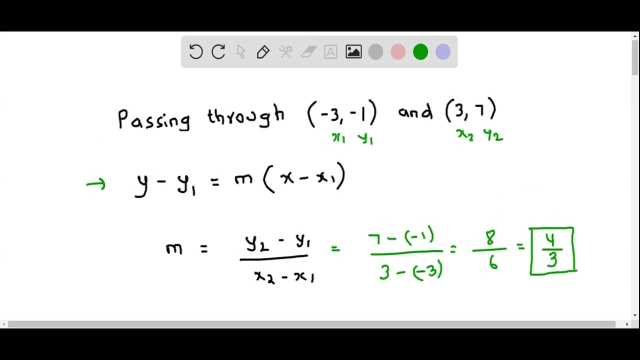 PreCalculus Equation of line in point slope and slope intercept form ...