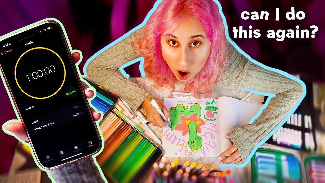 1 HOUR Art Challenge!! How many art prompts can YOU complete in just ...