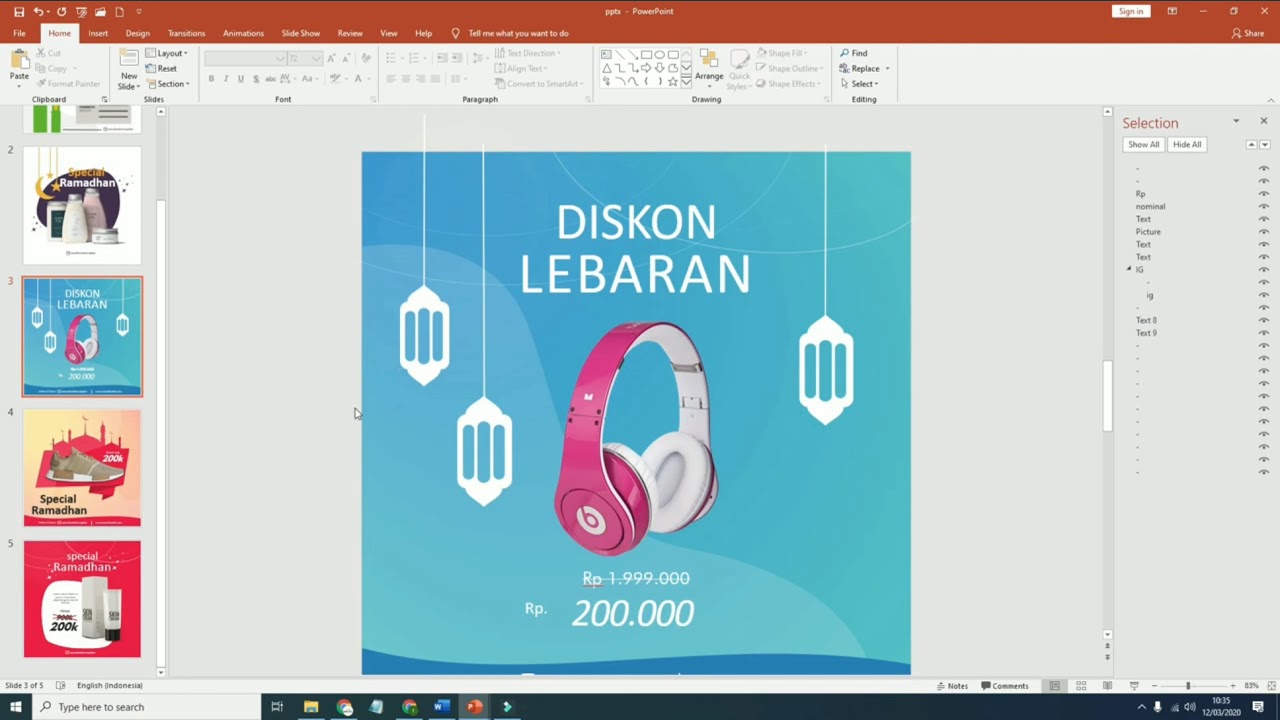 Contoh tampilan editing produk tamplate desain promosi - YouTube
