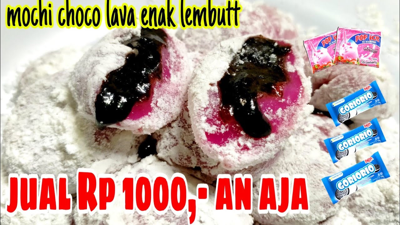 RESEP MOCHI CHOCO LAVA GORIORIO POPICE STROWBERRY || ide jualan 1000an ...
