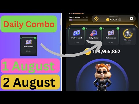 1 august daily combo card || 1 and 2 august today combo card hamster ...