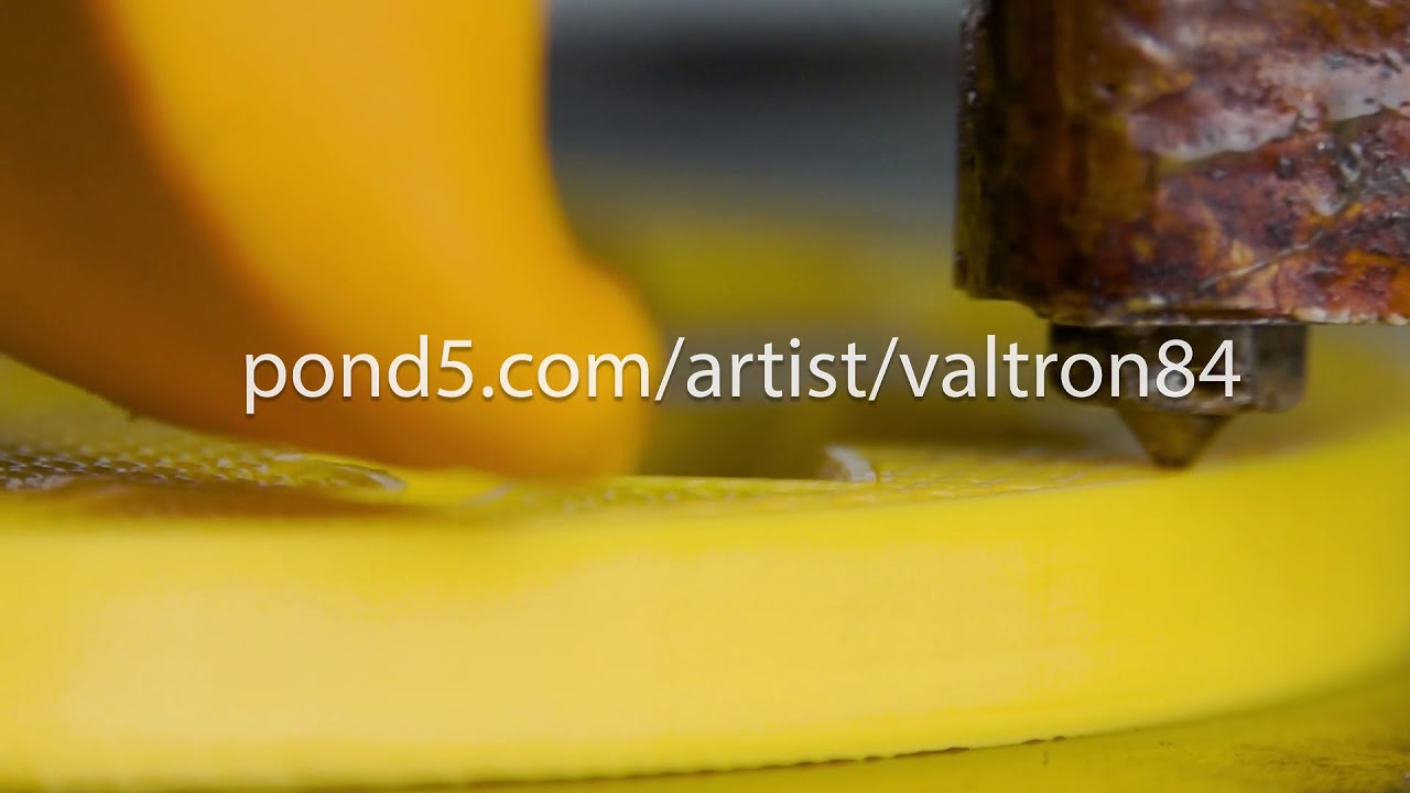 3d printer printing objects yellow form closeup. Modern technical 3D ...