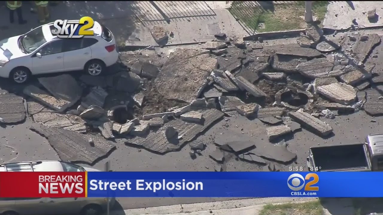 Underground Explosion Obliterates Street In South LA - YouTube