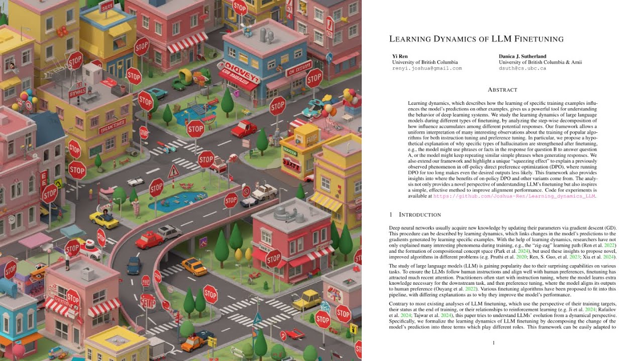 Learning Dynamics of LLM Finetuning (ICLR 2025 Outstanding Papers) - YouTube