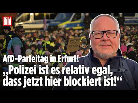 ERFURT: Erste Blockaden am AfD-Parteitag! Demonstranten treffen auf Polizei!