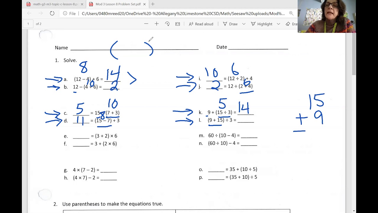 Mod 3 Lesson 8 Problem Set - YouTube
