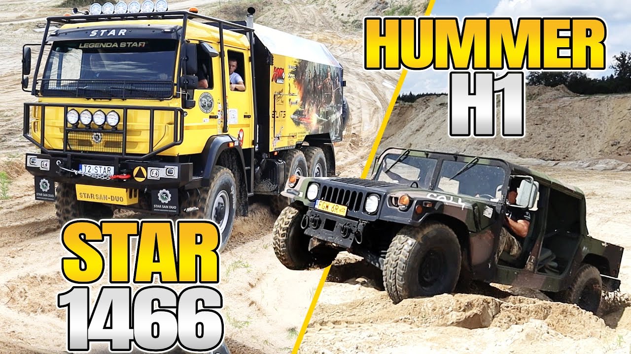 Polski STAR 1466 i Hummer H1 - jeździmy po terenie piaskowni - YouTube