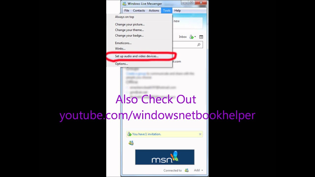How Do I Set Up My WebCam On MSN Messenger With Windows 7? - YouTube