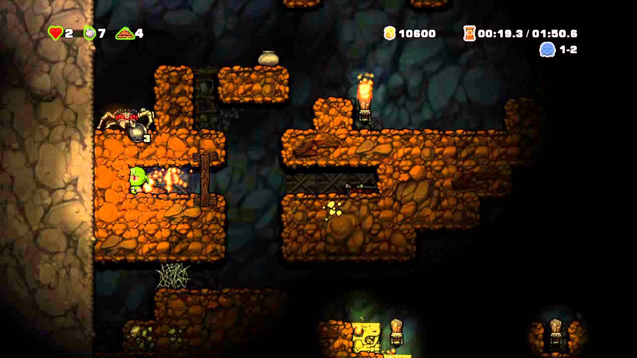 Spelunky Giant Spider - How to kill - YouTube