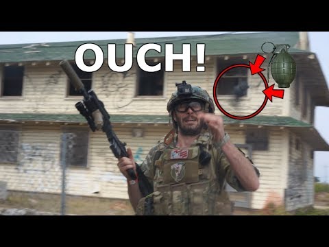 Grenade EXPLODES ON Airsoft Player's FACE! EPIC FAIL - YouTube