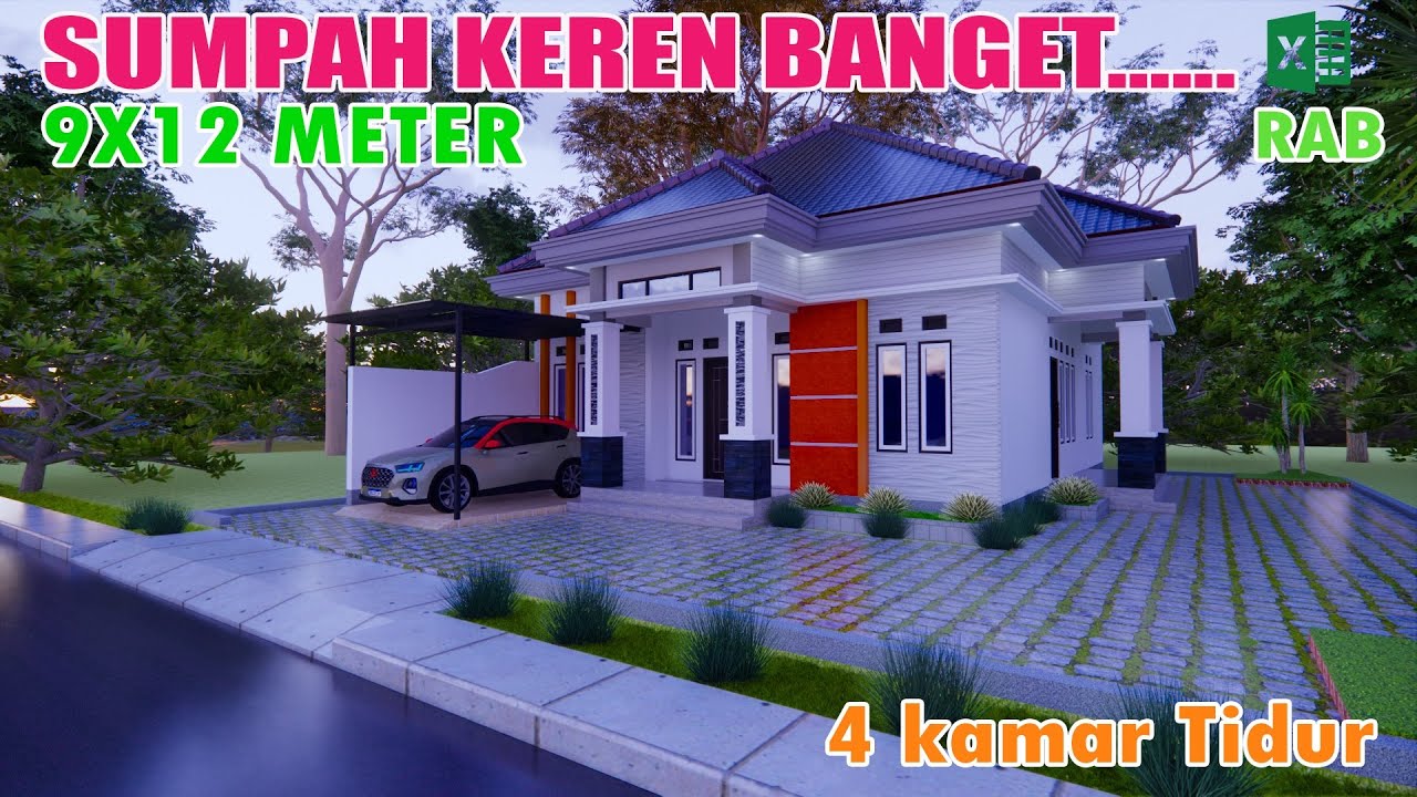 DESAIN RUMAH 9X12 METER 4 KAMAR TIDUR (Owner: Pak Randy) - YouTube