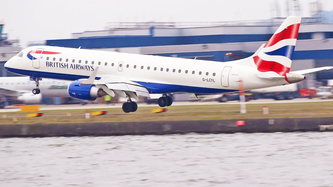 BA CityFlyer Embraer E190 G-LCYL Arrival at London City Airport [1080p ...