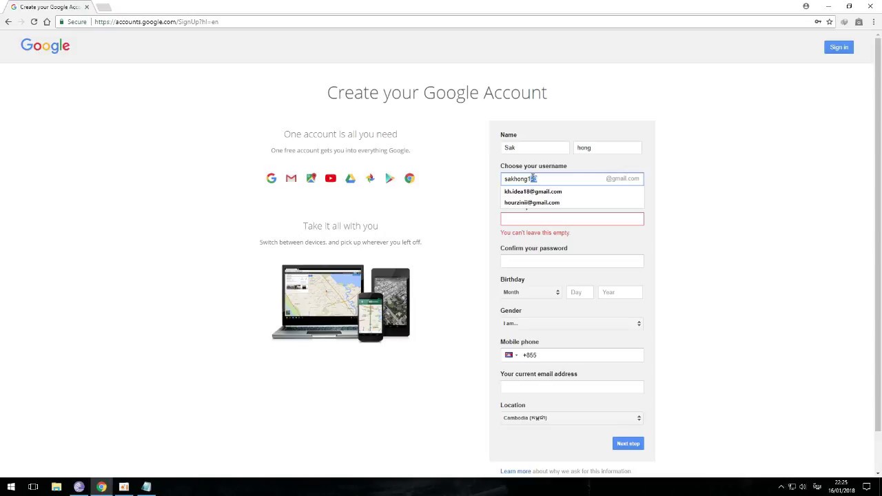 Creare Cont Gmail