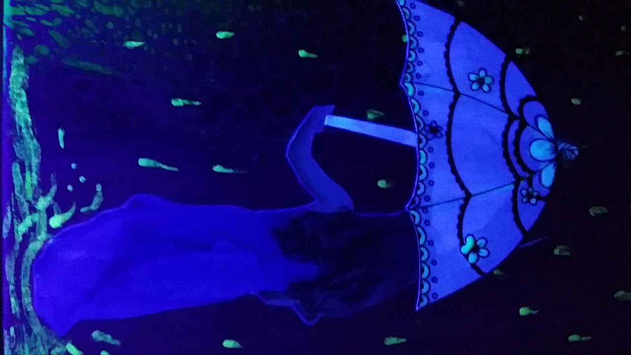 Painting with glow-in-the-dark acrylic paint, details under black light ...