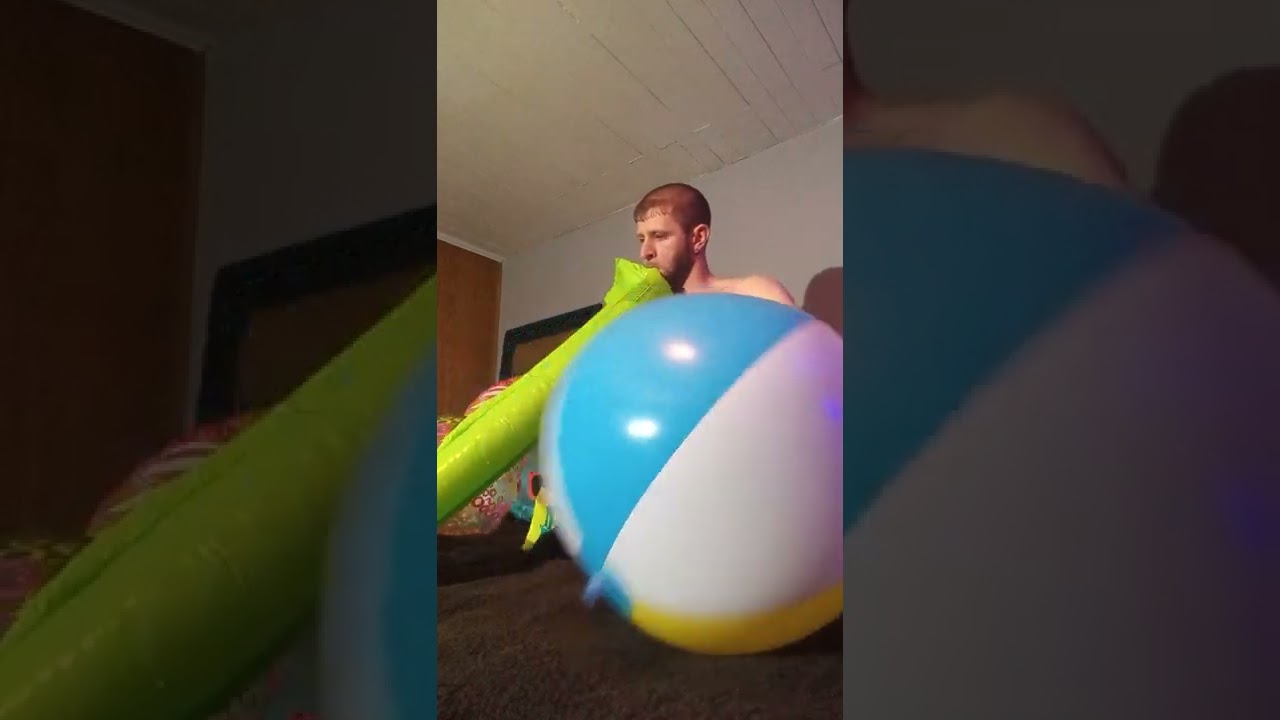 Blowing up more inflatable Beach Balls/ and pool float!! ASMR/Sounds/Relaxing!! - YouTube