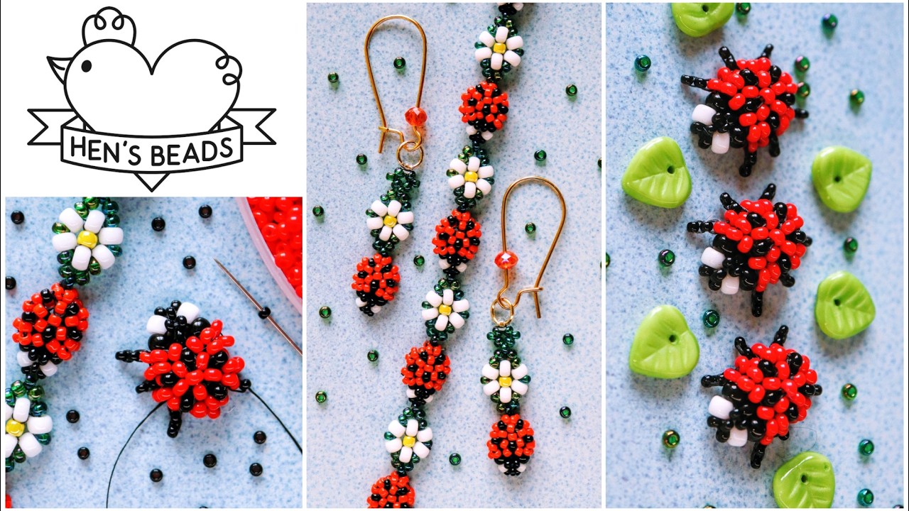 How to make a LADYBIRD / LADYBUG charm from seed beads | Hen's Beads ...