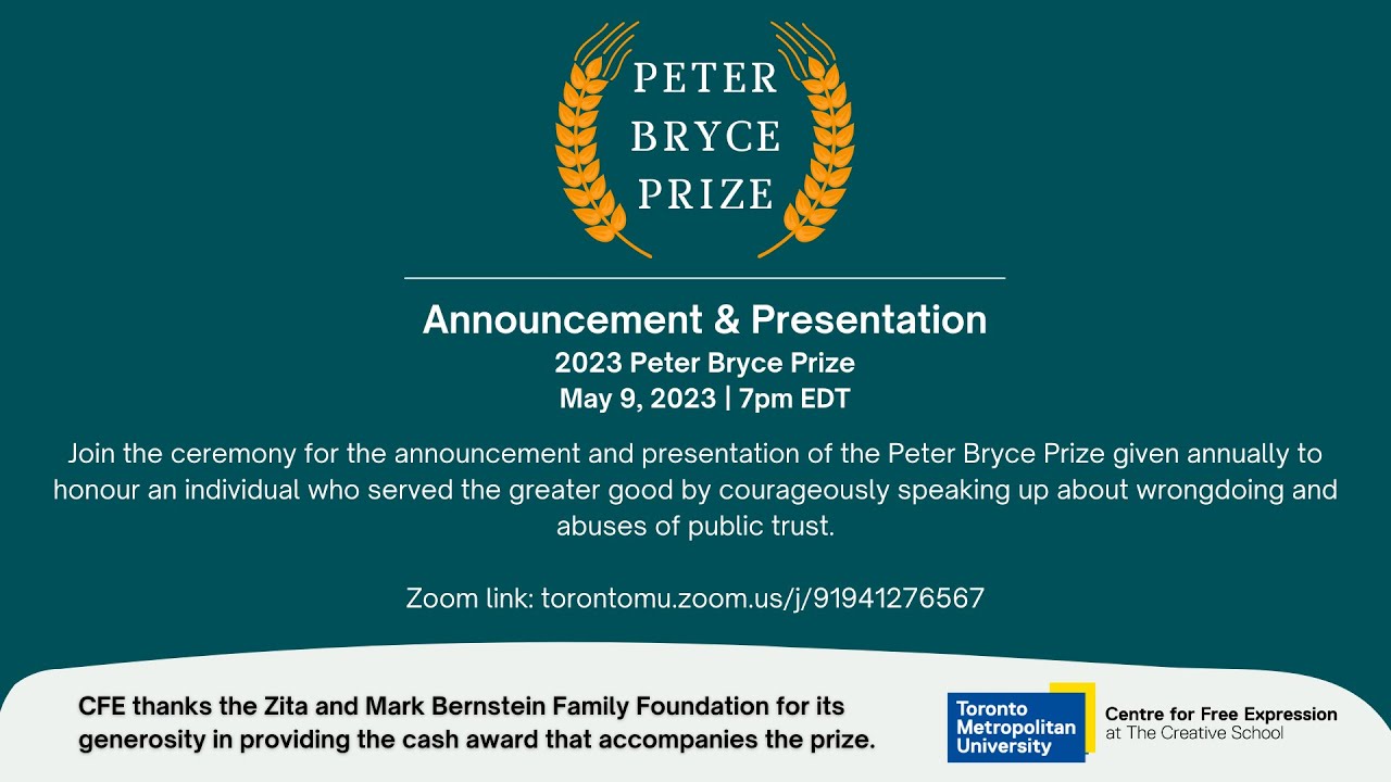 2023 Peter Bryce Prize for Whistleblowing - YouTube