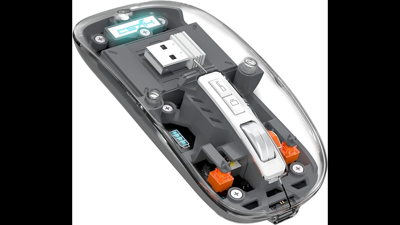 M133 Wireless Bluetooth Transparent Mouse, Tri-Mode Type C Rechargeable ...