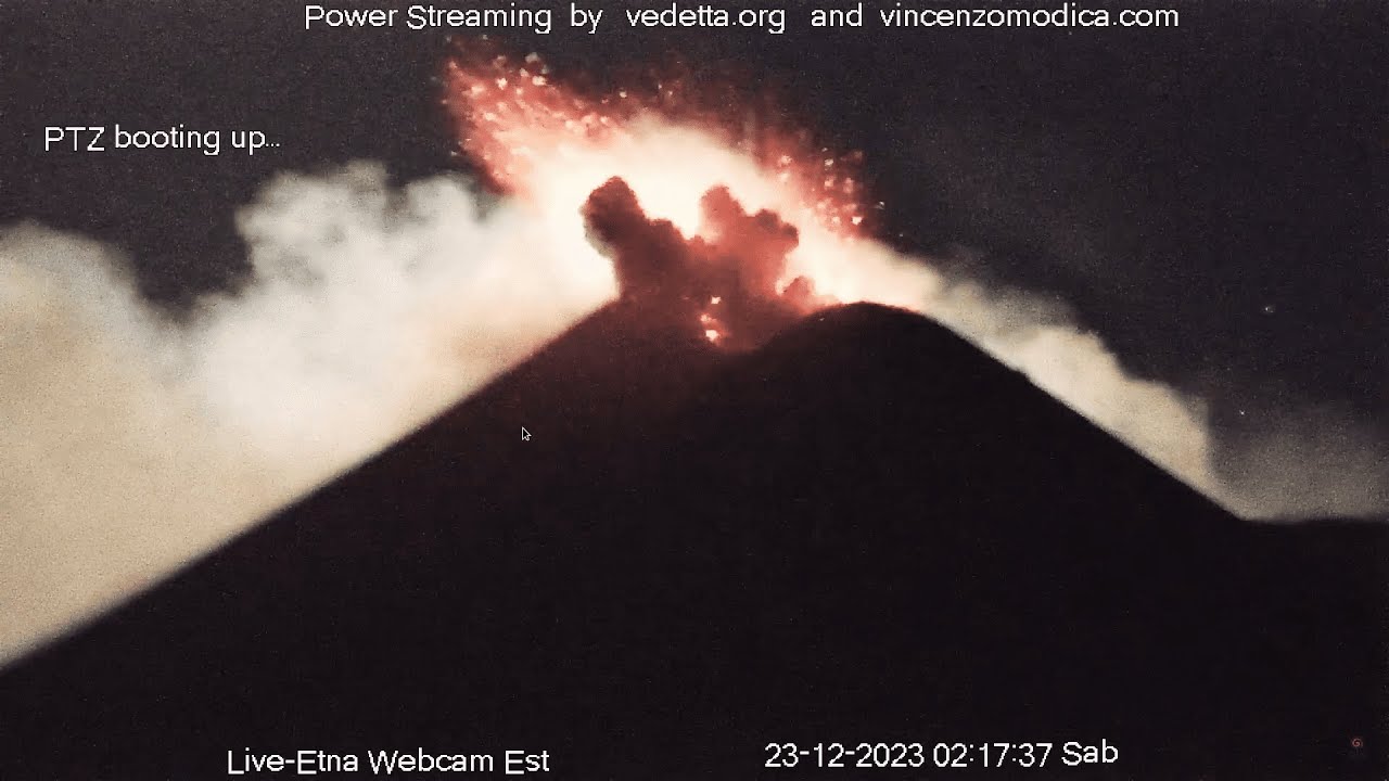 Caught on Camera Sudden Explosion of Mount Etna just after the moon set behind the South East ...