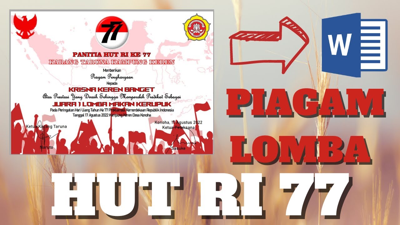 TUTORIAL - PIAGAM PENGHARGAAN LOMBA HUT RI 77 DENGAN MICROSOFT WORD ...