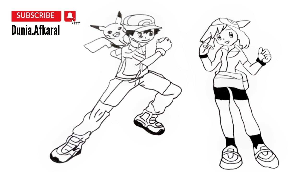 How to Draw Ash Ketchum and May from Pokemon for Kids #pokemon # ...