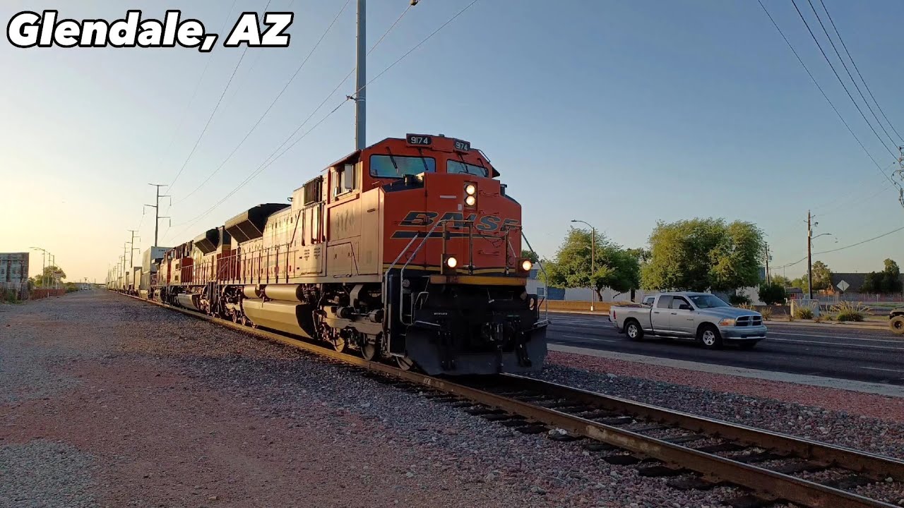 Railfanning Glendale, AZ Feat. BNSF #9174 SD70ACe leads ZWINPHX2-26U - YouTube