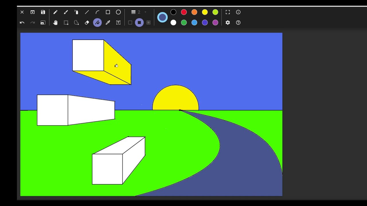 Fast Motion 1 point perspective drawing with Paintz app - YouTube