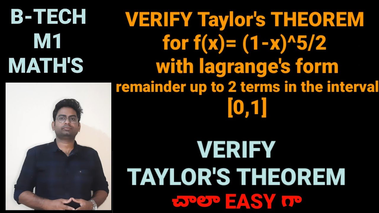 B-TECH|M1|verify TAYLOR'S THEOREM|B-TECH M1 EXAM IMP QUESTION|#btechmaths #btech - YouTube