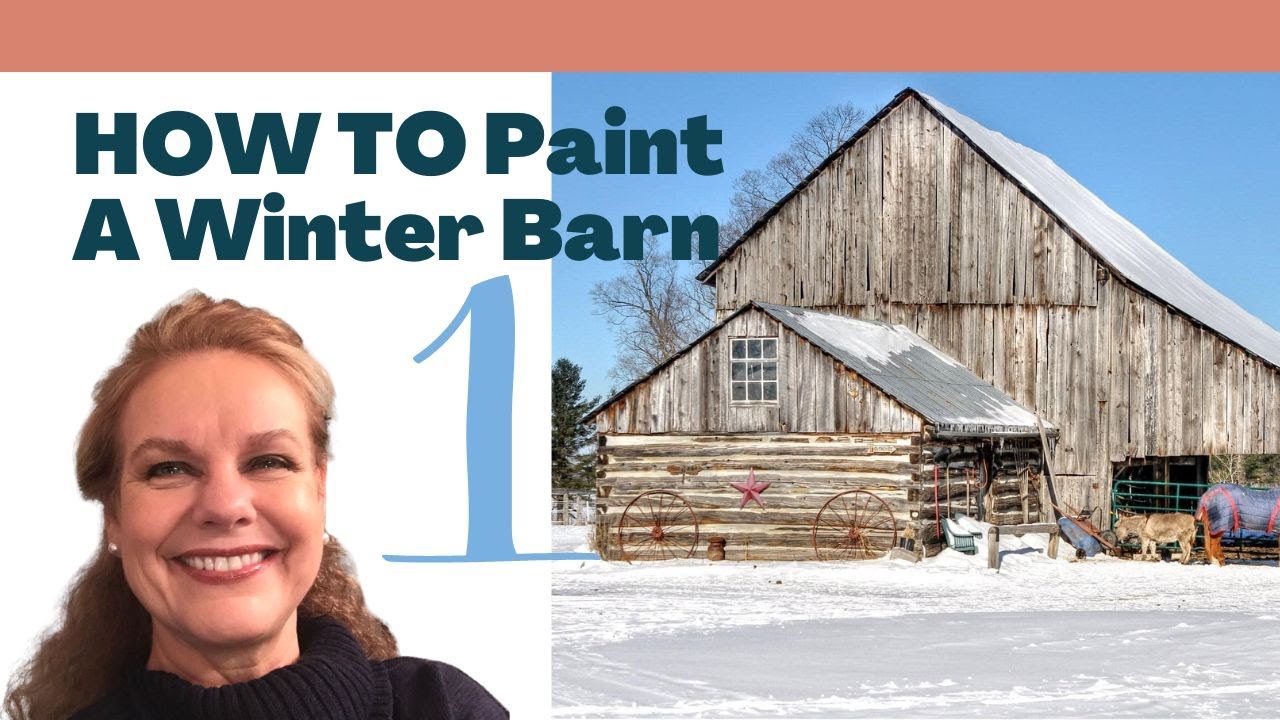 How To Paint A Winter Barn - YouTube