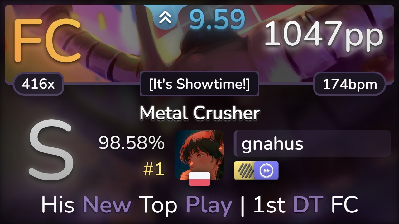 9.6⭐ gnahus | toby fox - Metal Crusher [It's Showtime!] +HDDT 98.58% ...